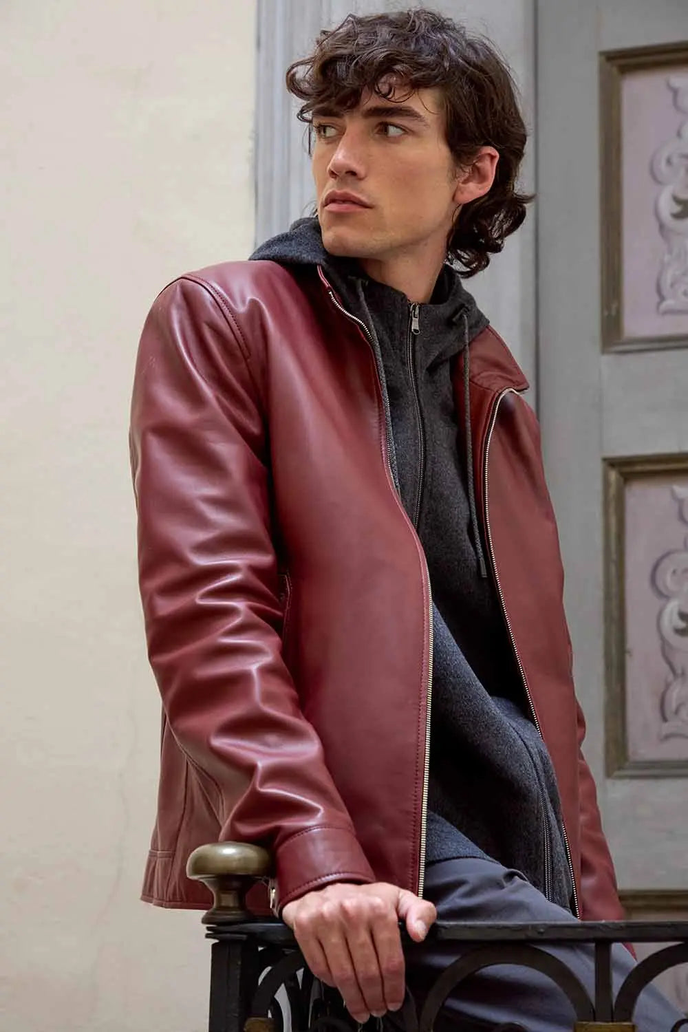 Burgundy leather jacket men | Paolo Moretti Italian style for men ...