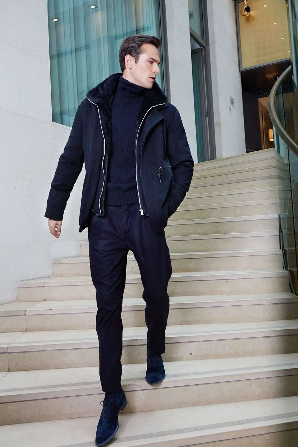 Mens coat with mink collar | Paolo Moretti since 1949 in Milan ...